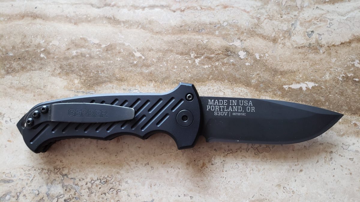 Gerber 06 Automatic s30v Black Knife Drop Point 30-001295N - DNK Knives