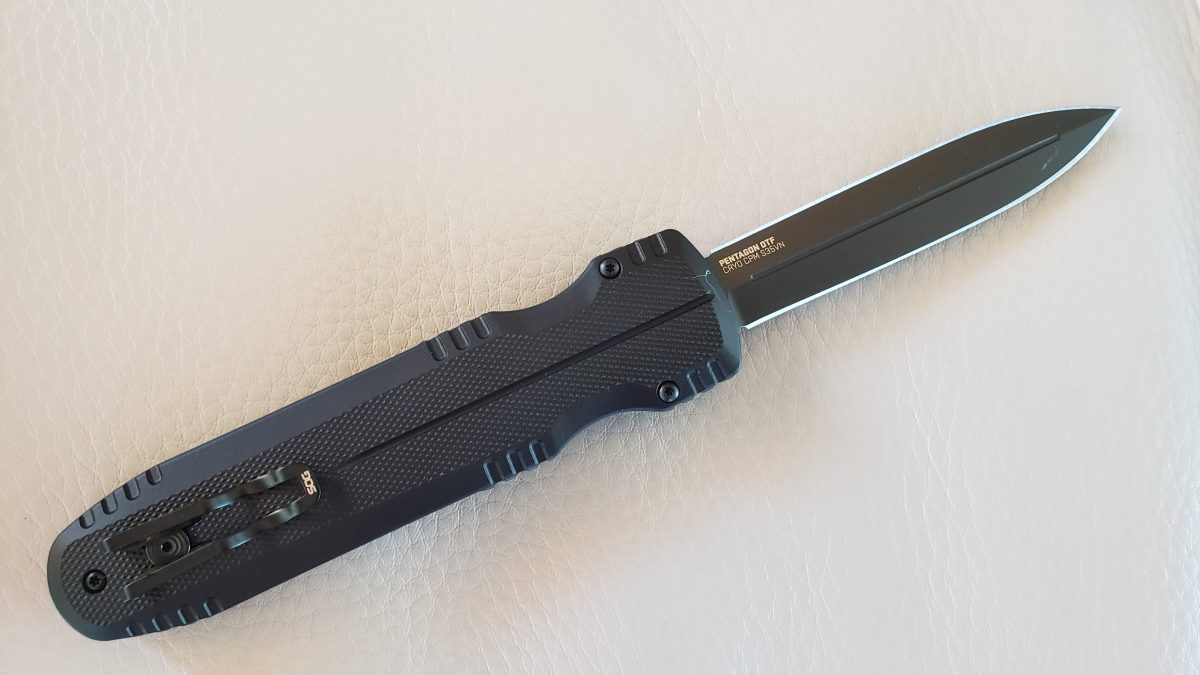 SOG Pentagon OTF Auto Knife D/E Black - DNK Knives