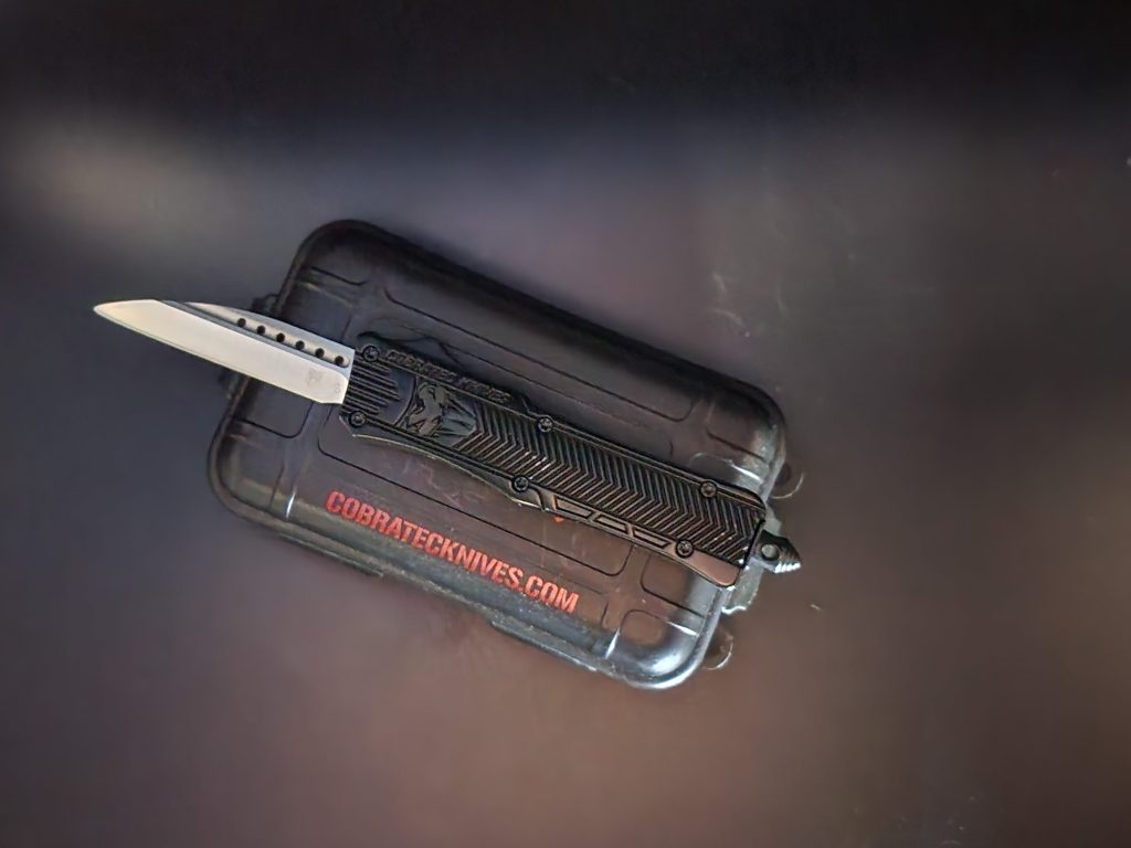 CobraTec OTF Auto Knife Small Wharncliff Satin D2 Black Aluminum - DNK ...