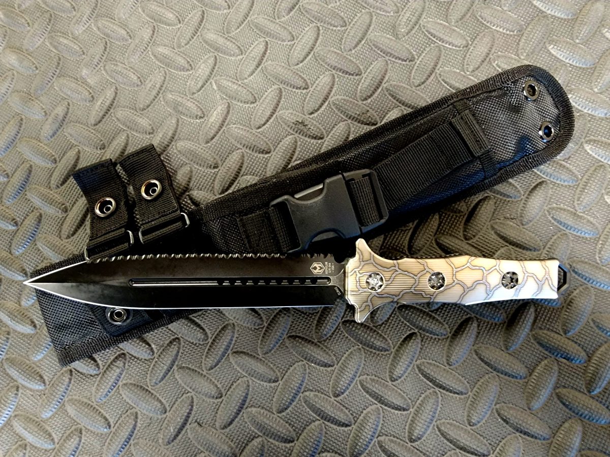 Heretic Nephilim Fixed Blade DLC Serrated Dagger Flamed Ti H003-6C-FTi ...