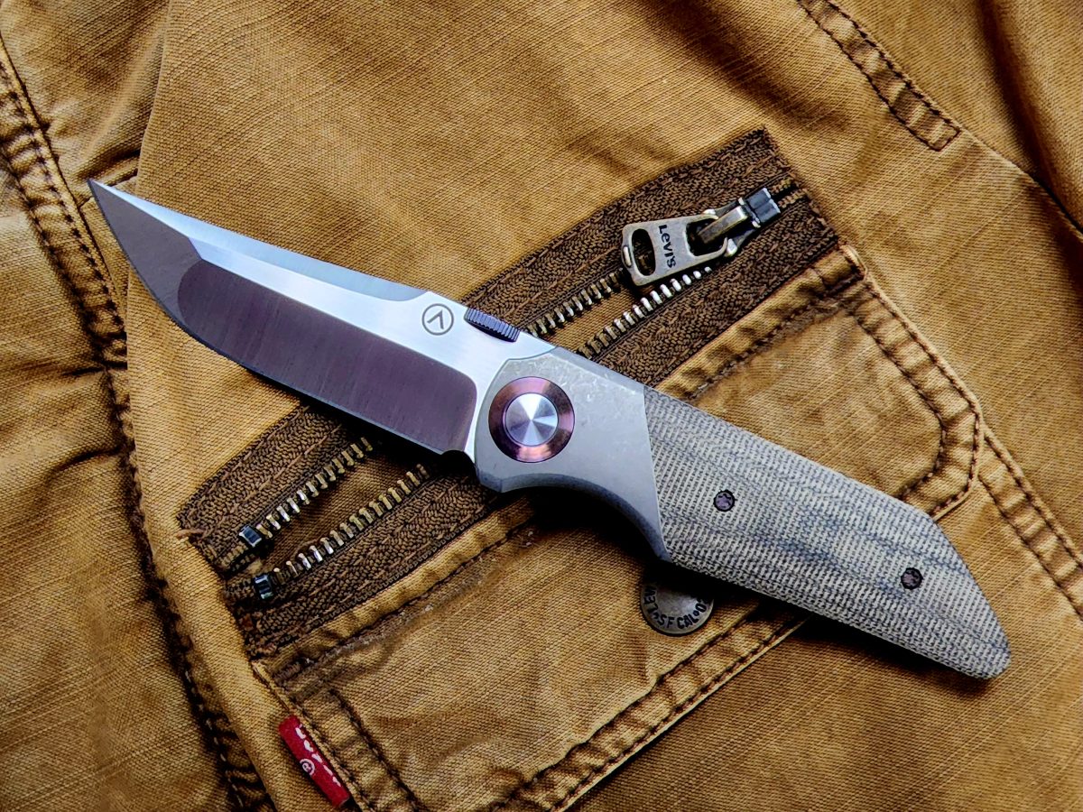 QSP Hedgehog Slip Joint Blue Denim Micarta 2.875" 14C28N Satin Cleaver ...