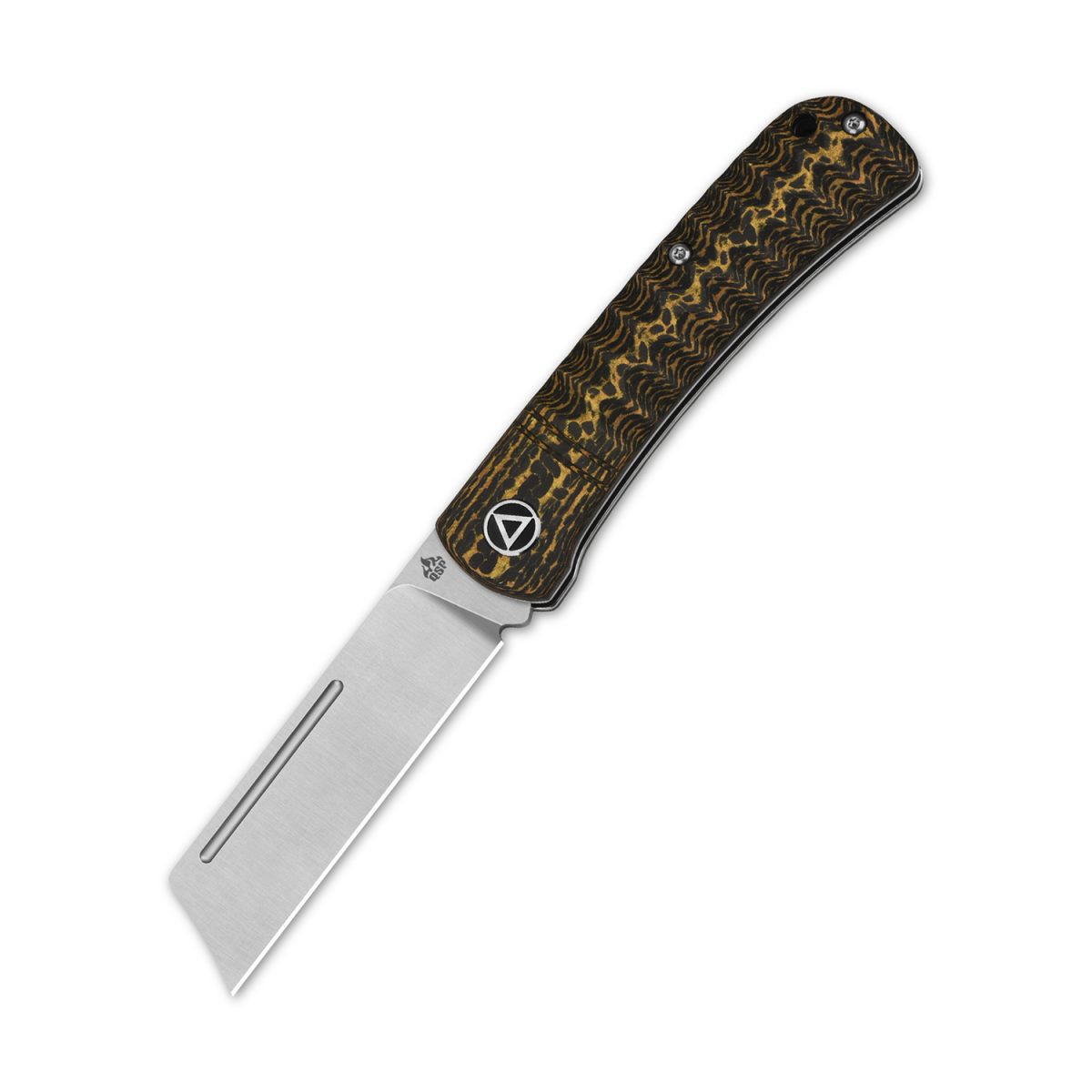 QSP Hedgehog Slip Joint Golden Carbon Fiber 2.875" 14C28N Satin Cleaver ...