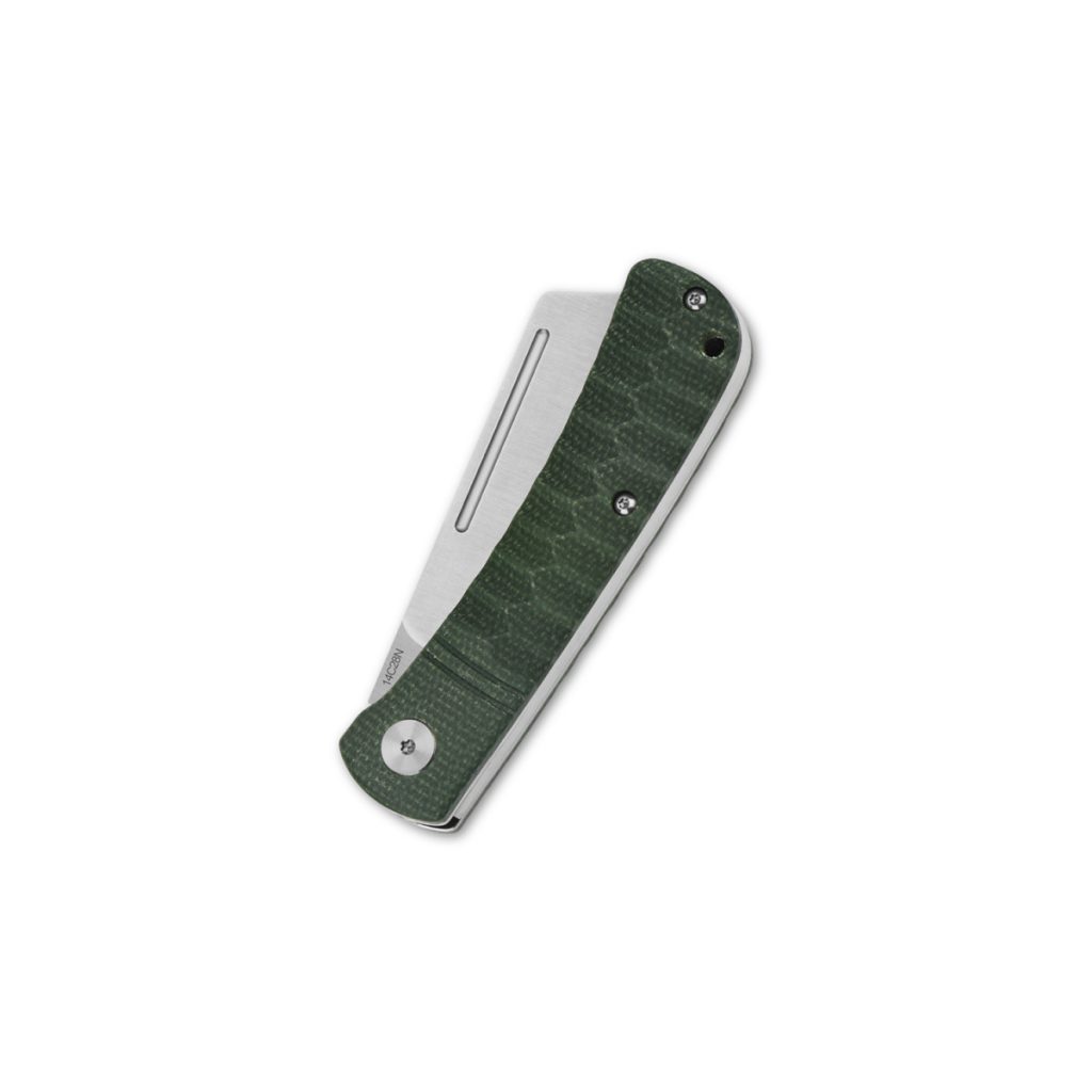 QSP Hedgehog Slip Joint Green Micarta 2.875" 14C28N Satin Cleaver Blade ...