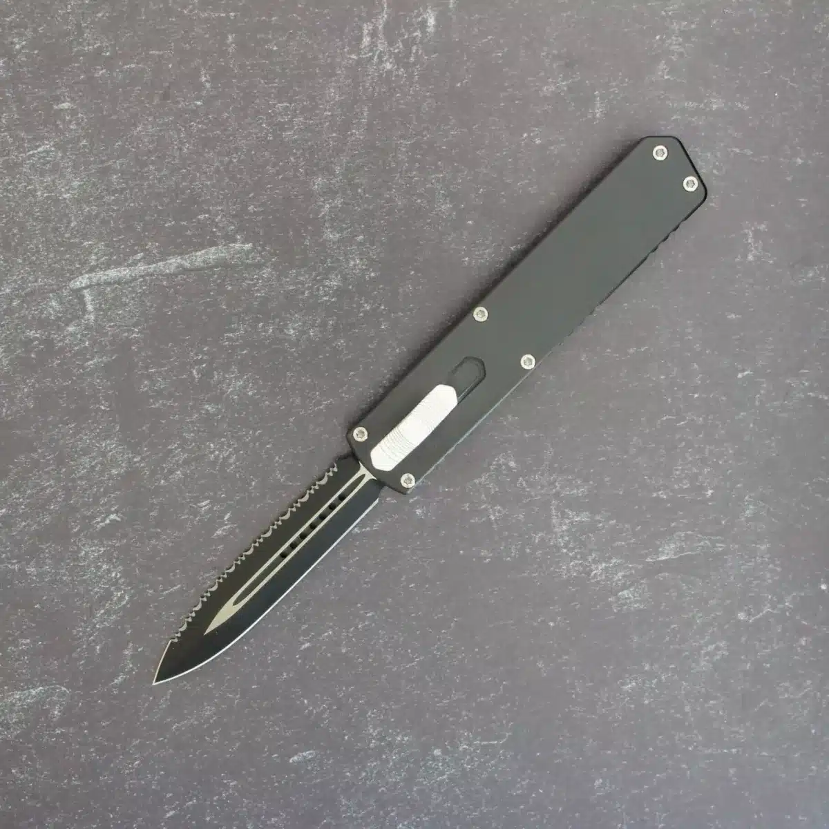 TAKCOM Nighthawk V2 OTF 3.39" 2-Tone 154CM Half-Serrated Dagger Black ...