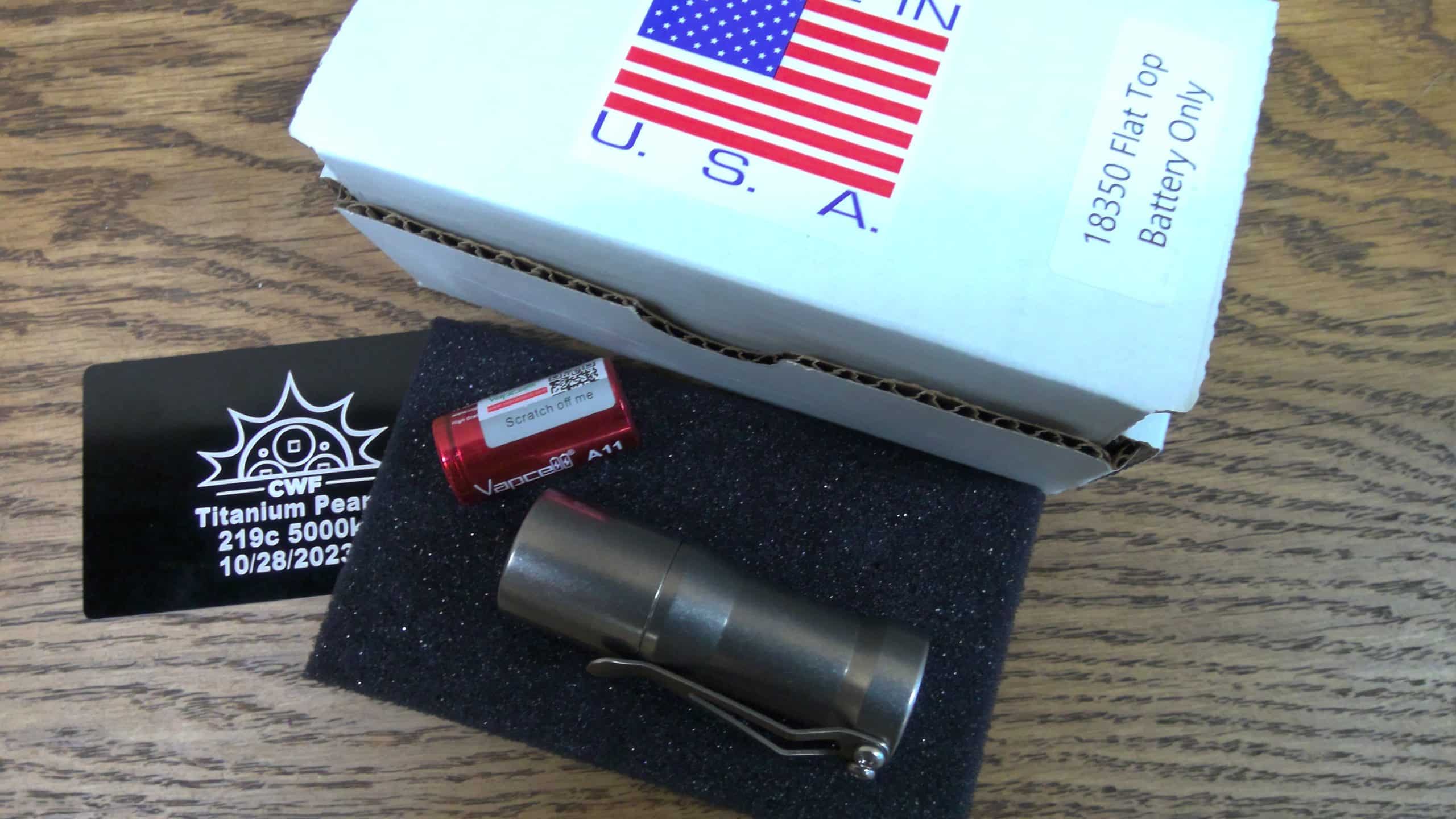 CWF Custom 18350 Peanut Flashlight 5000K Tumbled Titanium- DNK Knives