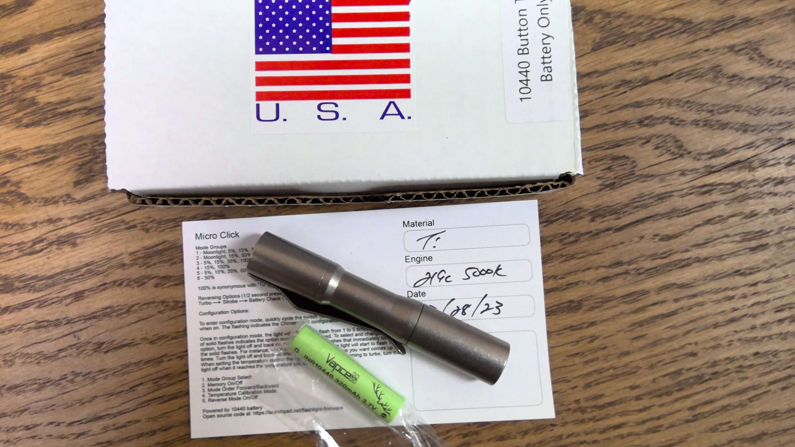 CWF Custom 10440 Flashlights Micro Arcadian Click Tumbled Titanium ...