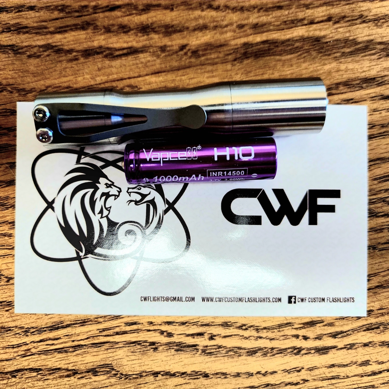 CWF Custom 14500 Mini Arc Machined Titanium Flashlight 4000K - DNK Knives