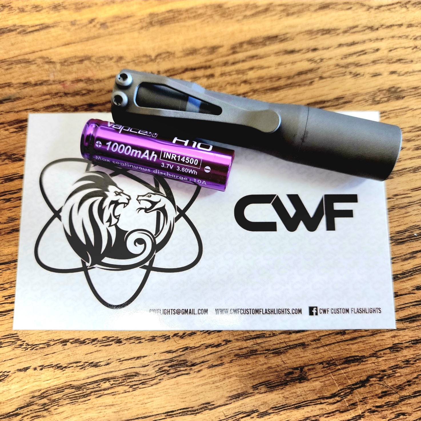CWF Custom 14500 Mini Arc Stonewashed Titanium Flashlight 5000K- DNK Knives